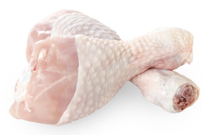 Raw Chicken Legs on a White Background Stock Image - Image of animal ...