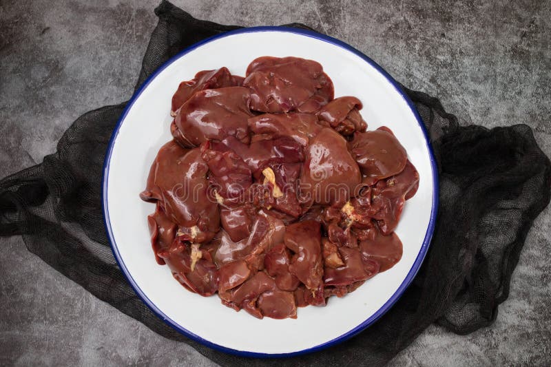 Raw Chicken Liver Meat on White Dish Stock Image - Image of meat, duck ...