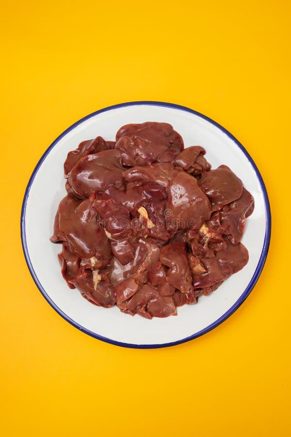 Raw Chicken Liver Meat on White Dish Stock Image - Image of fresh ...