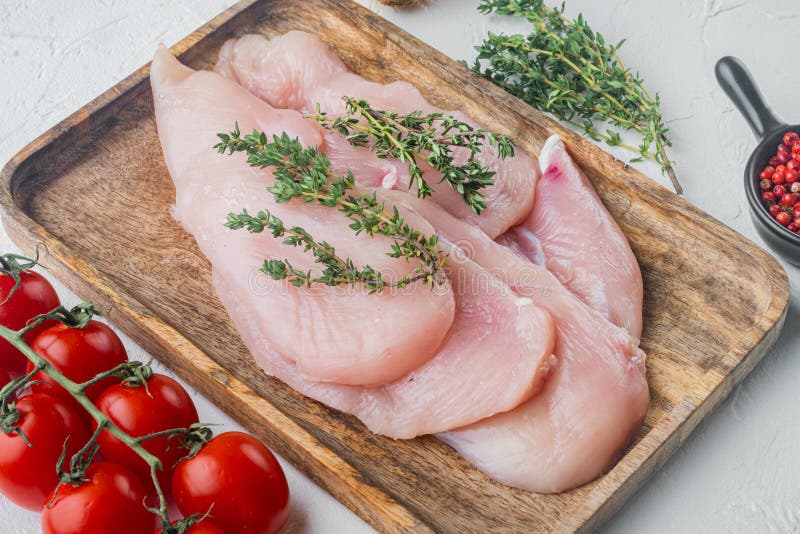 Raw Chicken Meat, on White Background Stock Image - Image of textured ...