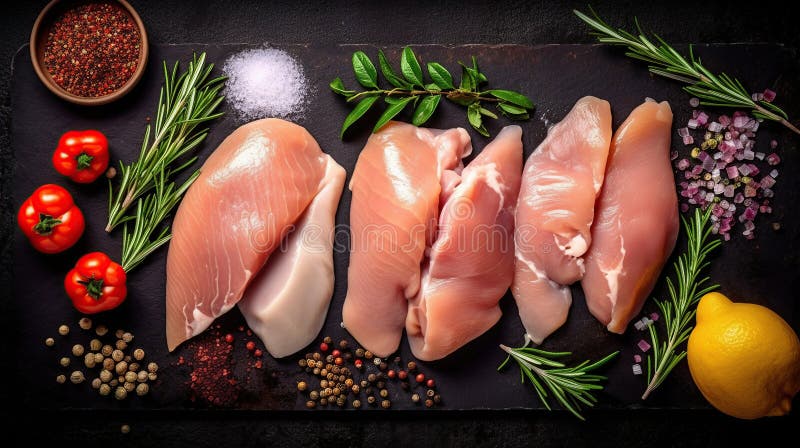 Raw Chicken Meat Fillet Seasoning AI Generated Image Stock Photo ...