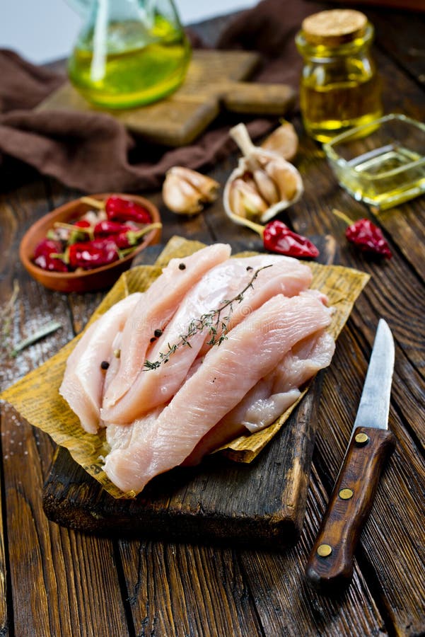 Raw Chicken Meat, Chicken Fillet with Spice Stock Image - Image of ...