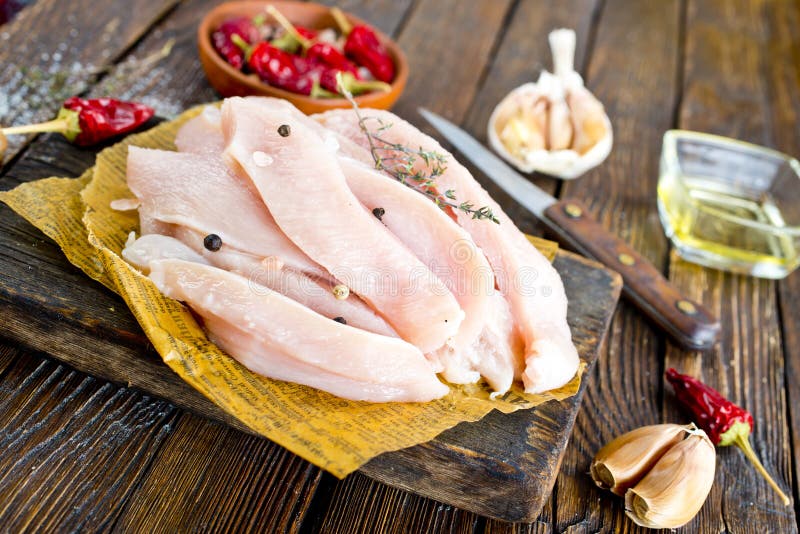 Raw Chicken Meat, Chicken Fillet with Spice Stock Image - Image of ...