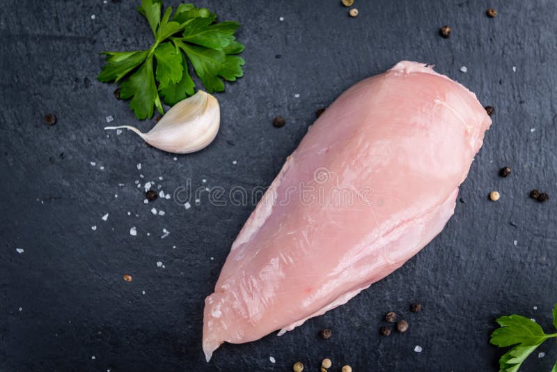 Raw Chicken Meat (on a Slate Slab) Stock Image - Image of food, breast ...