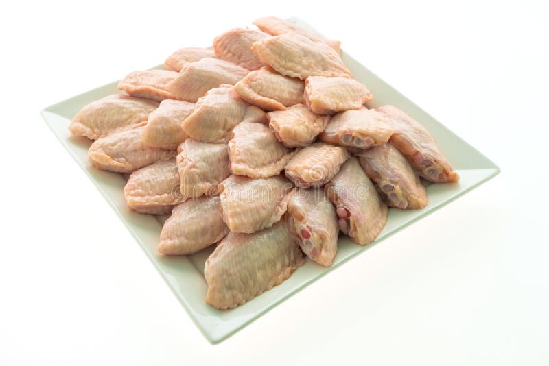 Raw Chicken Meat and Wing in White Plate Stock Image - Image of meal ...
