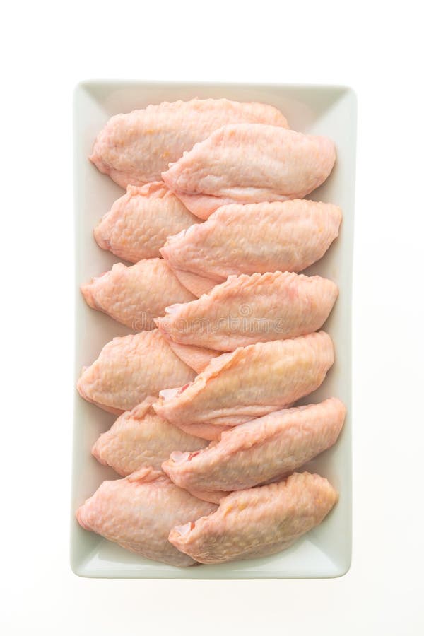 Raw Chicken Meat and Wing in White Plate Stock Image - Image of cook ...
