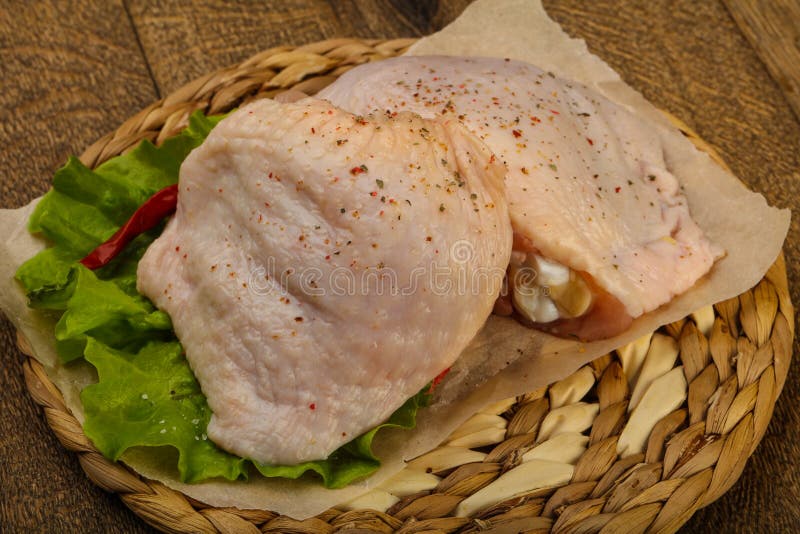 Raw chicken thigh stock image. Image of gourmet, studio - 112178153