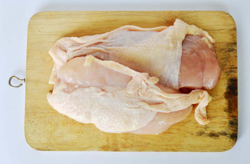Raw Chicken on Wooden Chop Block Stock Photo - Image of cook, protein ...
