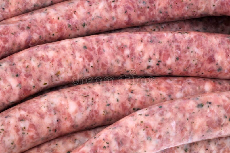 Close-up of raw chipolatas stock photo. Image of meat - 139091422