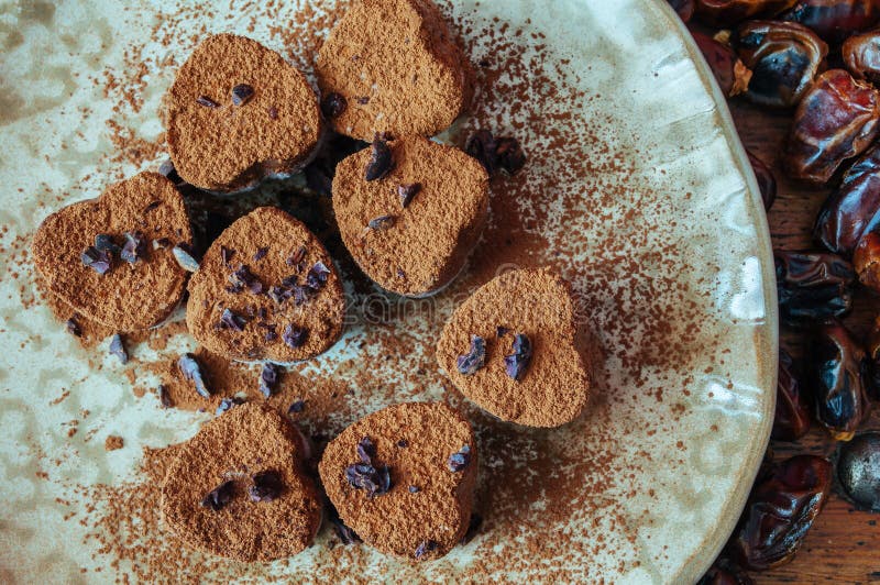Raw Chocolate Candy on Plate Stock Image - Image of butter, chocolate ...