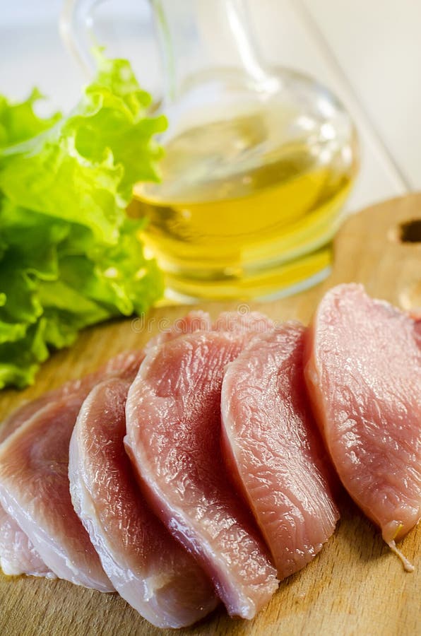 Raw, Chopped Filet Steaks Turkey Stock Photo - Image of closeup, board ...
