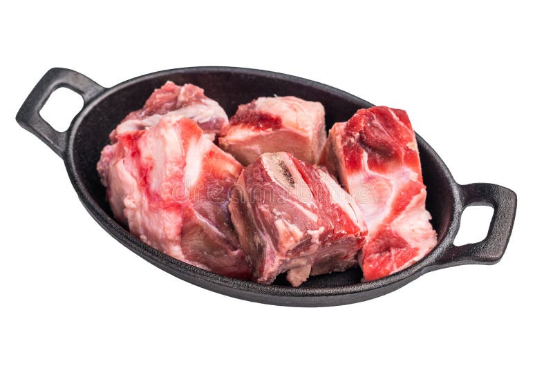 Raw Chopped Lamb Meat with Bones, Uncooked Mutton Isolated on White ...