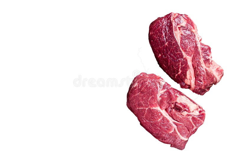 Raw Chuck Eye Roll Beef Steak on Butcher Table. High Quality Isolate ...