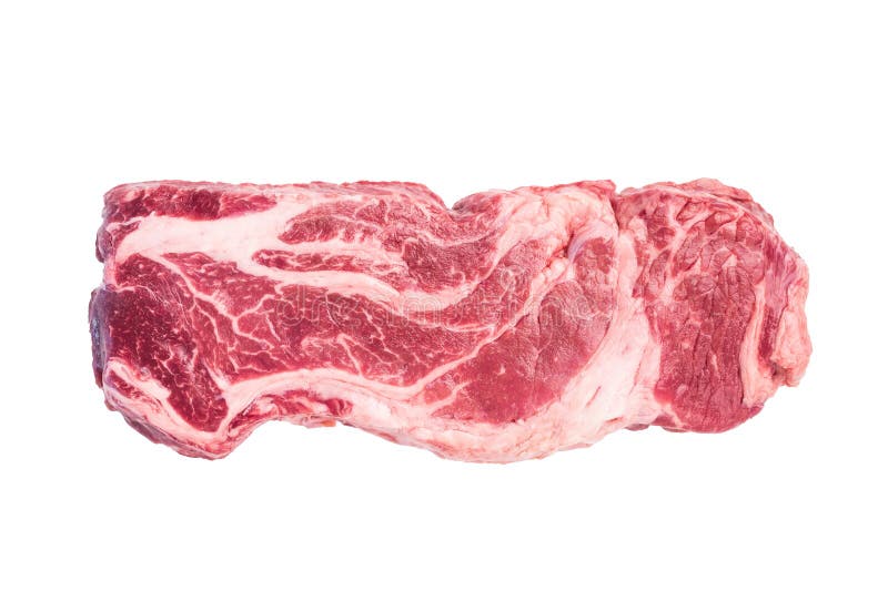 Raw Chuck Eye Roll Steak, Prime Beef Meat Isolated on White Background ...