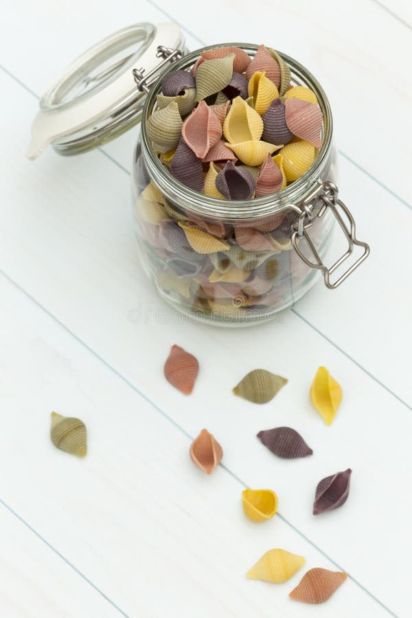 Raw Cocciolette Pasta on a Glass Jar Stock Photo - Image of lunch ...
