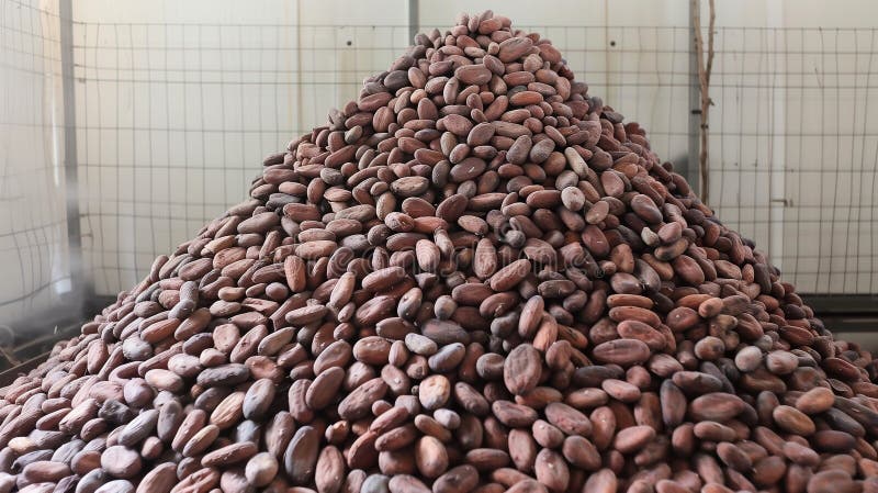Raw Cocoa Beans Piled in Chocolate Factory Storage Stock Illustration ...