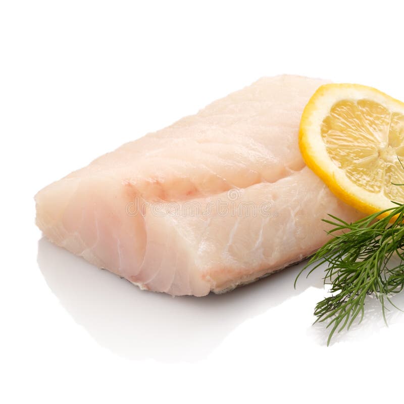 Raw Cod Fish with Dill an Lemon Slice Stock Image - Image of cuisine ...