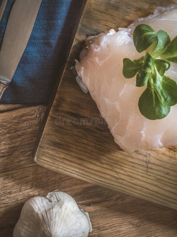 Raw cod stock image. Image of plate, cooked, table, garlic - 143916259