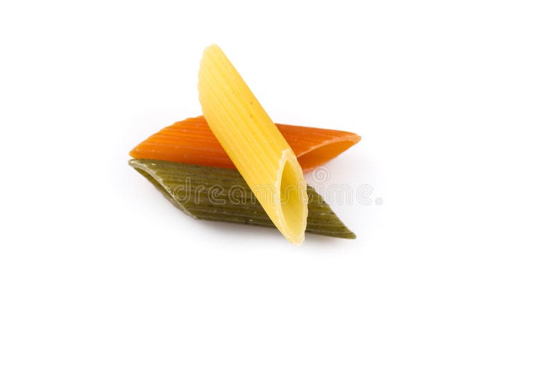 Raw Colored Pasta Isolated on White Background Stock Photo - Image of ...