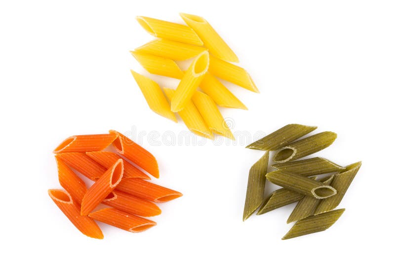 Raw Colored Pasta Isolated on White Background Stock Image - Image of ...