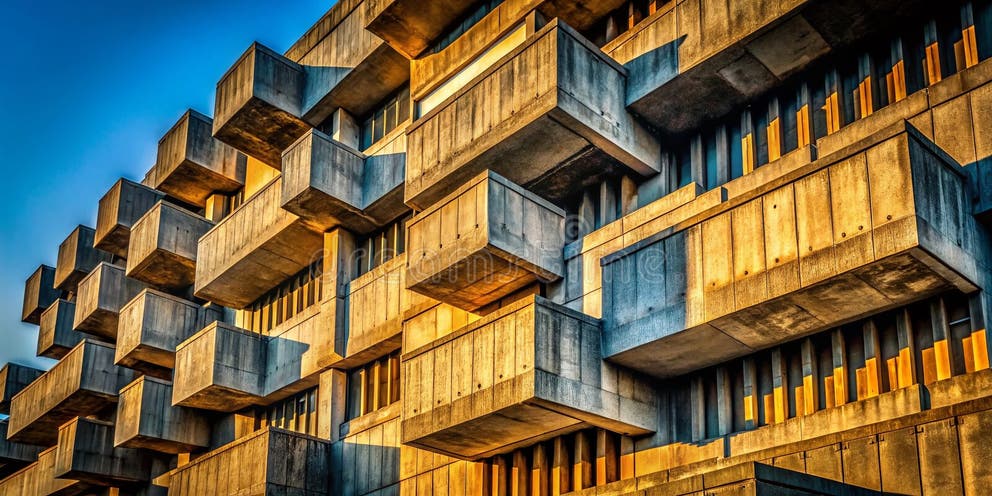 Raw Concrete Brutalist Architecture a Dramatic CloseUp Exploration of ...