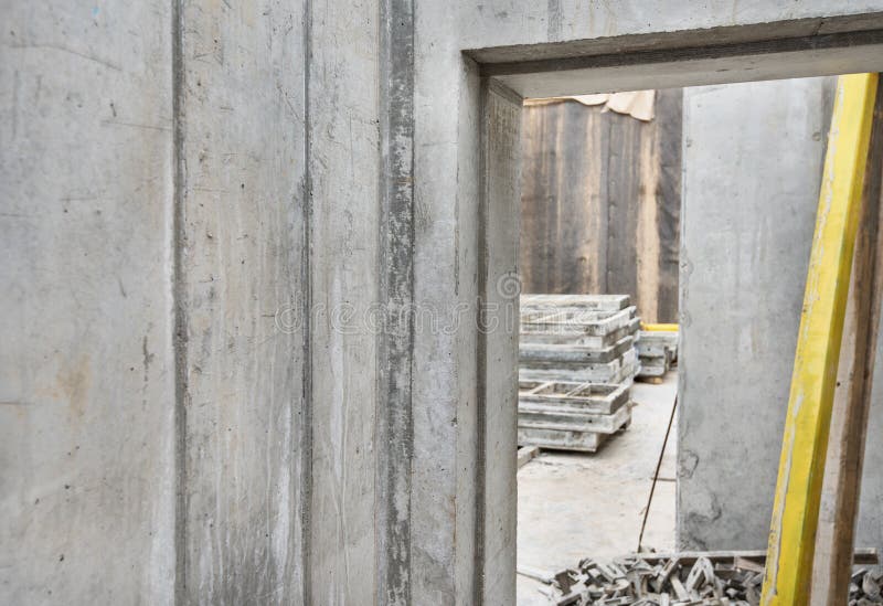 Raw Concrete Walls on Construction Site. Stock Photo - Image of stages ...