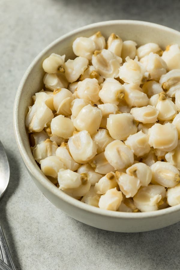Raw Cooked White Mexican Hominy Corn Stock Image - Image of food ...