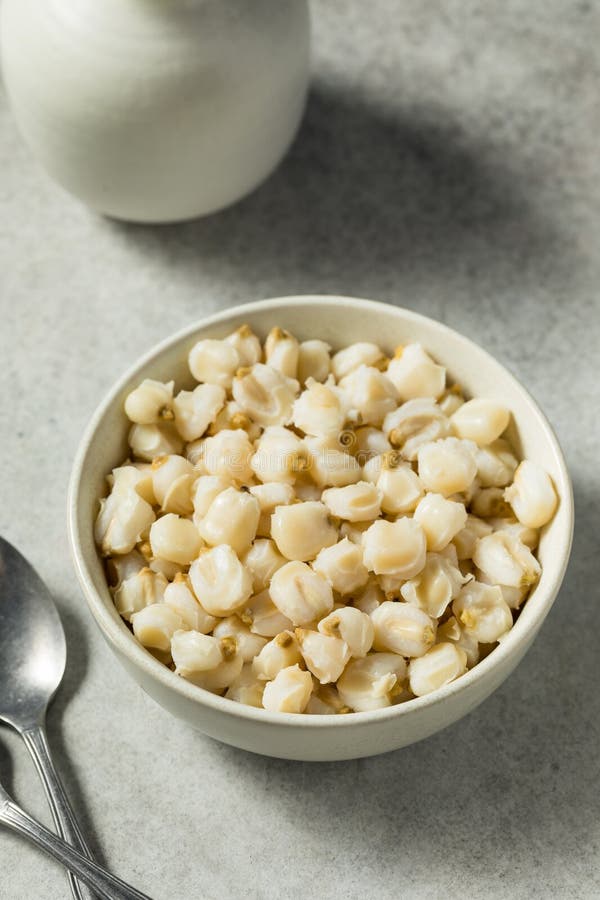 Raw Cooked White Mexican Hominy Corn Stock Photo - Image of autumn ...