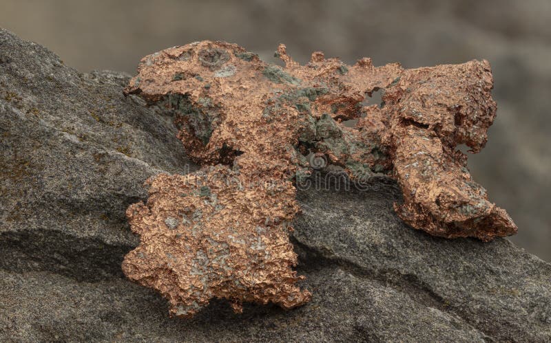 Raw Copper Ore Resting on a Rock Stock Photo - Image of rock, resting ...