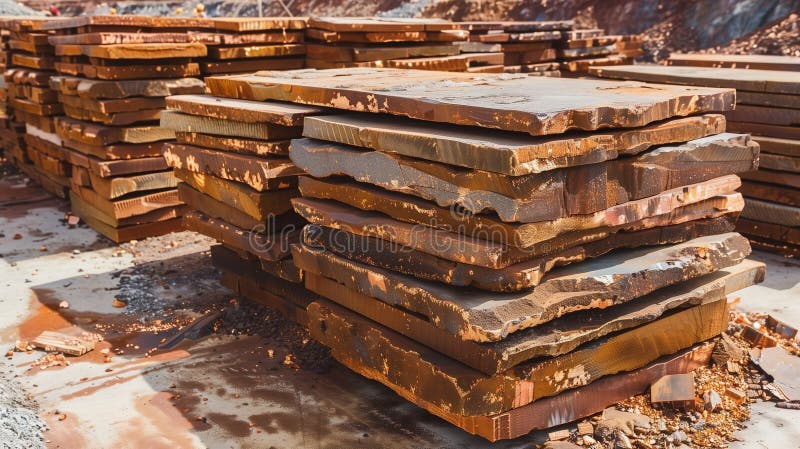 Raw Copper Ore Stacks in Mining Facility Industrial Scene Stock ...