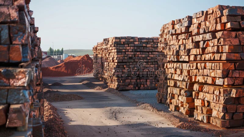 Raw Copper Ore Stacks in Mining Facility Industrial Scene Stock ...