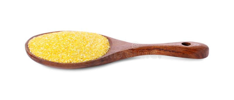 Raw Cornmeal in Spoon Isolated on White Stock Image - Image of corn ...