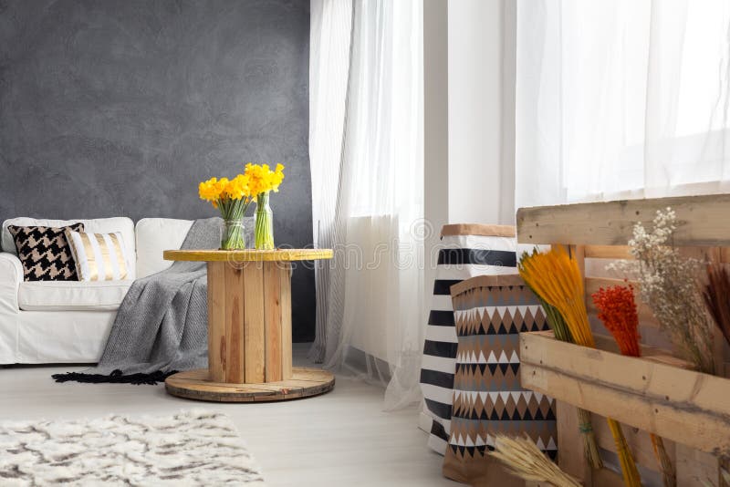 Raw but cosy living room stock photo. Image of idea, dreamy - 94080454