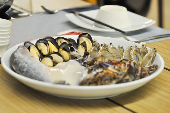 Raw Crab , Raw Shrimp , Raw Fish and Raw Shell Stock Image - Image of ...