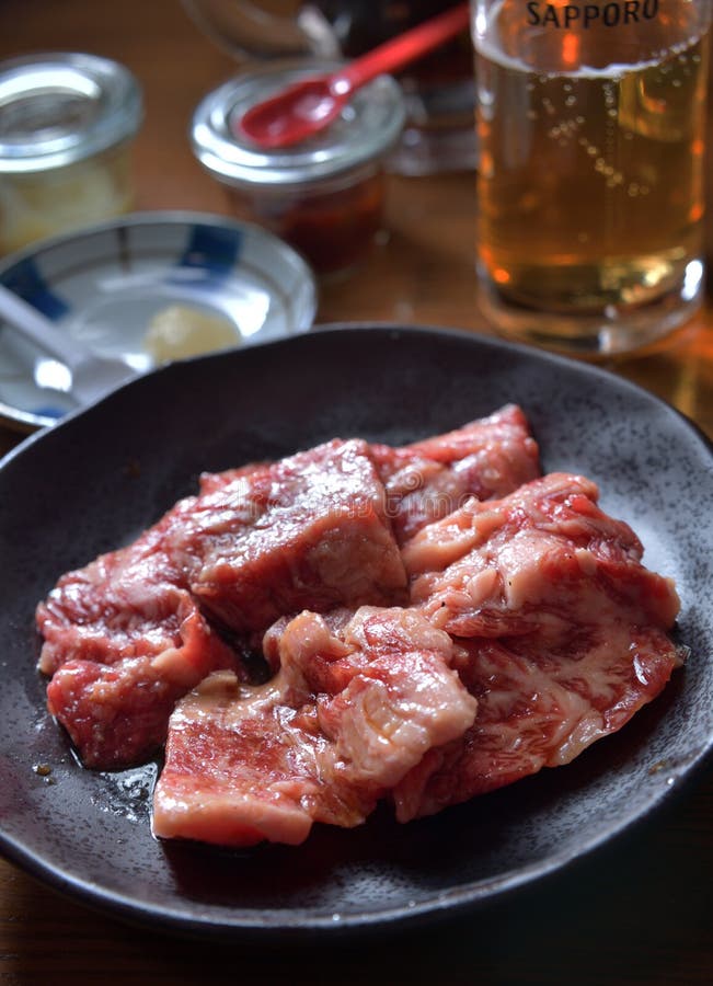 Beef Raw Beaf Meat Slice Dish Stock Photo - Image of grading, pieces ...