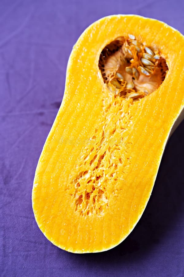 Raw Cut Butternut Squash Prepared Ready To Be Chopped and Baked Stock ...