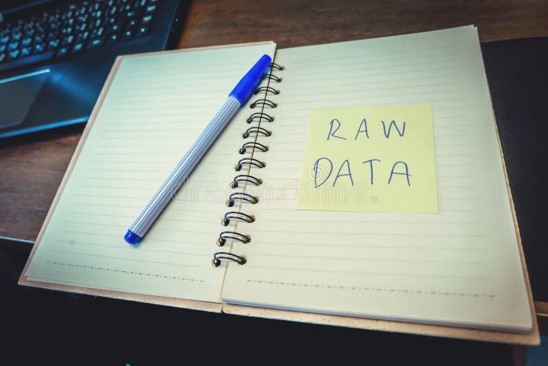 Raw Data, Post it in the Notebook Paper with Ink Pen, Education. Stock ...