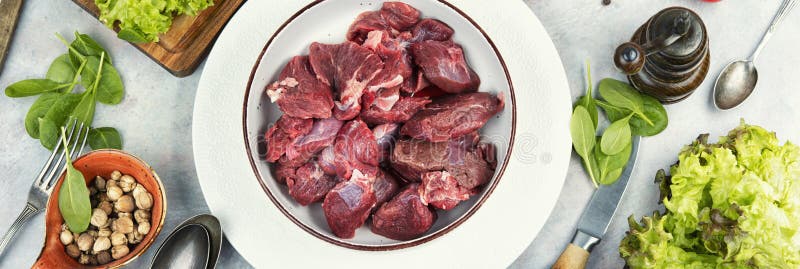 Raw Deer Venison Prepared for a Cooking Process Stock Image - Image of ...