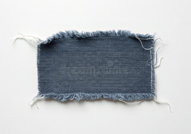 Raw Denim Fabric Texture Sample Frayed Edge Jeans Patch Blank Space ...