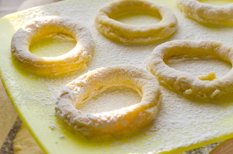Raw donut dough stock image. Image of preparation, baking - 155901899