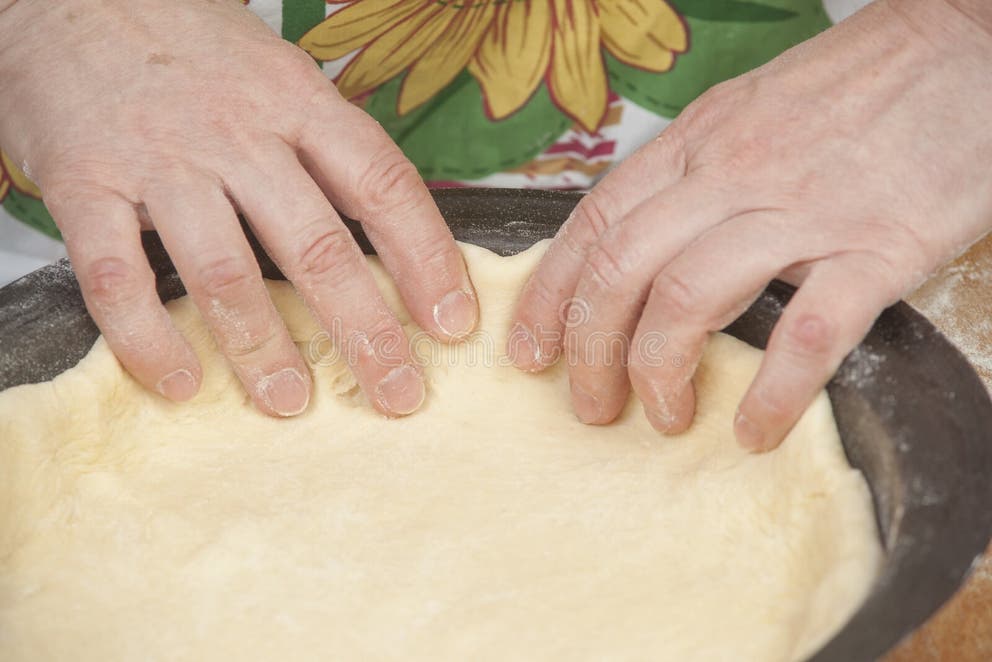 Raw Dough in Black Metal Baking Form Stock Photo - Image of food ...