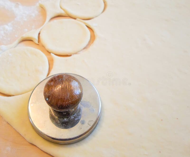 Raw Dough Cut into Circles for the Preparation of Pies. the Process of ...