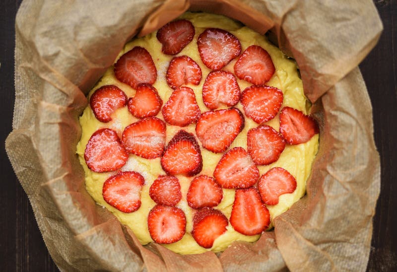 Raw Dough for Strawberry Pie in Baking Paper Stock Photo - Image of ...