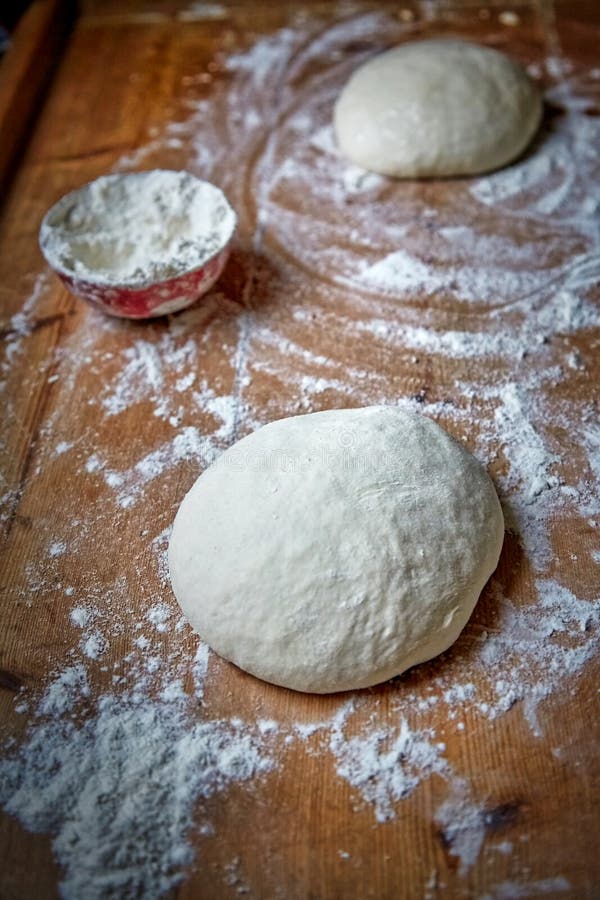Raw Dough on the Table at Home Stock Photo - Image of housework ...
