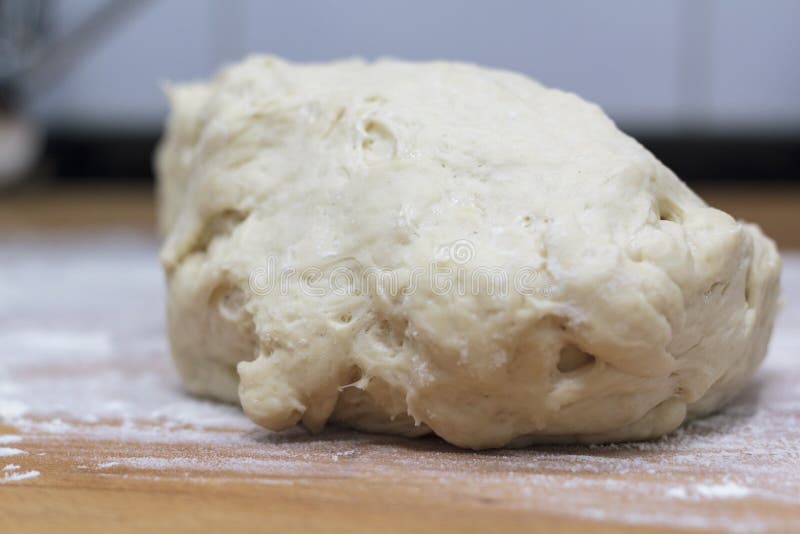Raw dough on wooden board stock image. Image of handmade - 178056751