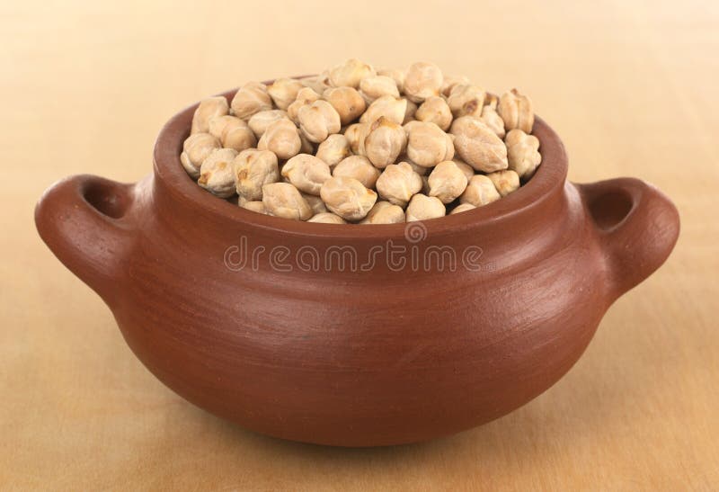 Raw Dried Chickpeas in Rustic Bowl Stock Photo - Image of legume ...