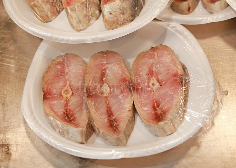 Raw Dried Fish Slice in the Seafood Market Stock Image - Image of ...