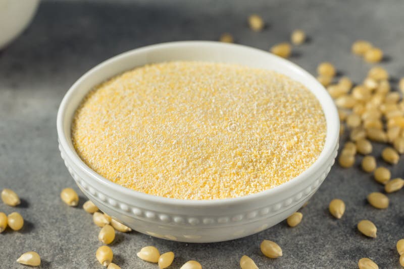 Raw Dry Organic Instant Polenta Stock Photo - Image of flour, organic ...