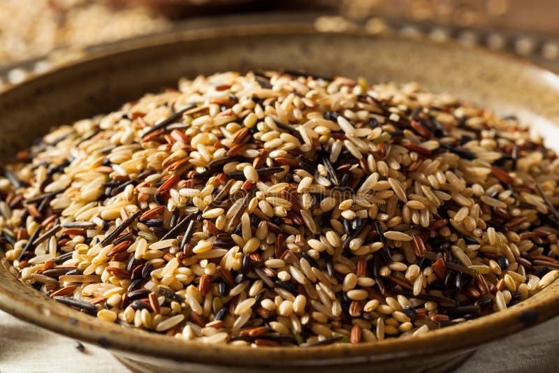 Raw Dry Organic Wild Rice in a Bowl Stock Image - Image of healthy ...