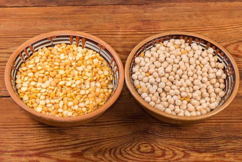Raw Yellow Whole and Split Peas in the Two Bowls Stock Image - Image of ...